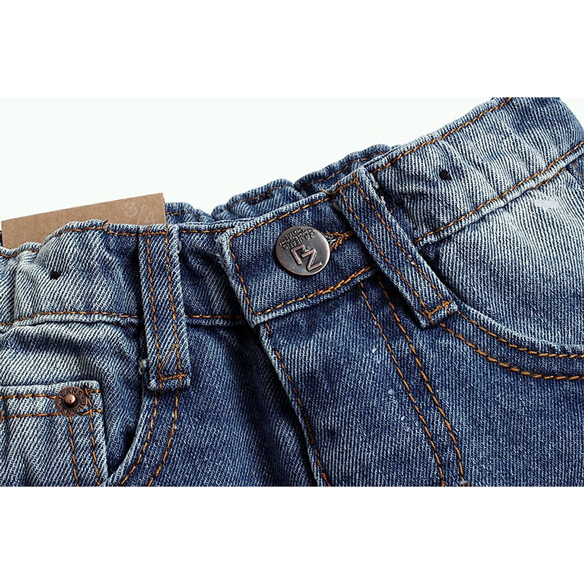 KIDSCOOL SPACE Baby Girl Boy Jeans,Little Kid Elastic Band Inside Ripped Denim Pants,Light Blue,18-24 Months