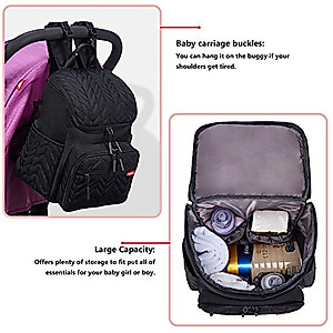 Diaper Bag Backpack, Tebio Multi-Function Large Capacity Waterproof Travel Backpack Nappy Bags, Gifts for Dad, Mom-Black