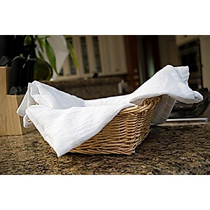 Cotton & Calm Exquisitely Absorbent Flour Sack Dish Towels (12 Pack, 28" x 28"), 100% Cotton White Dish Cloths Kitchen Towels - Crafted for Home, Restaurant, Bar, Hotel Use