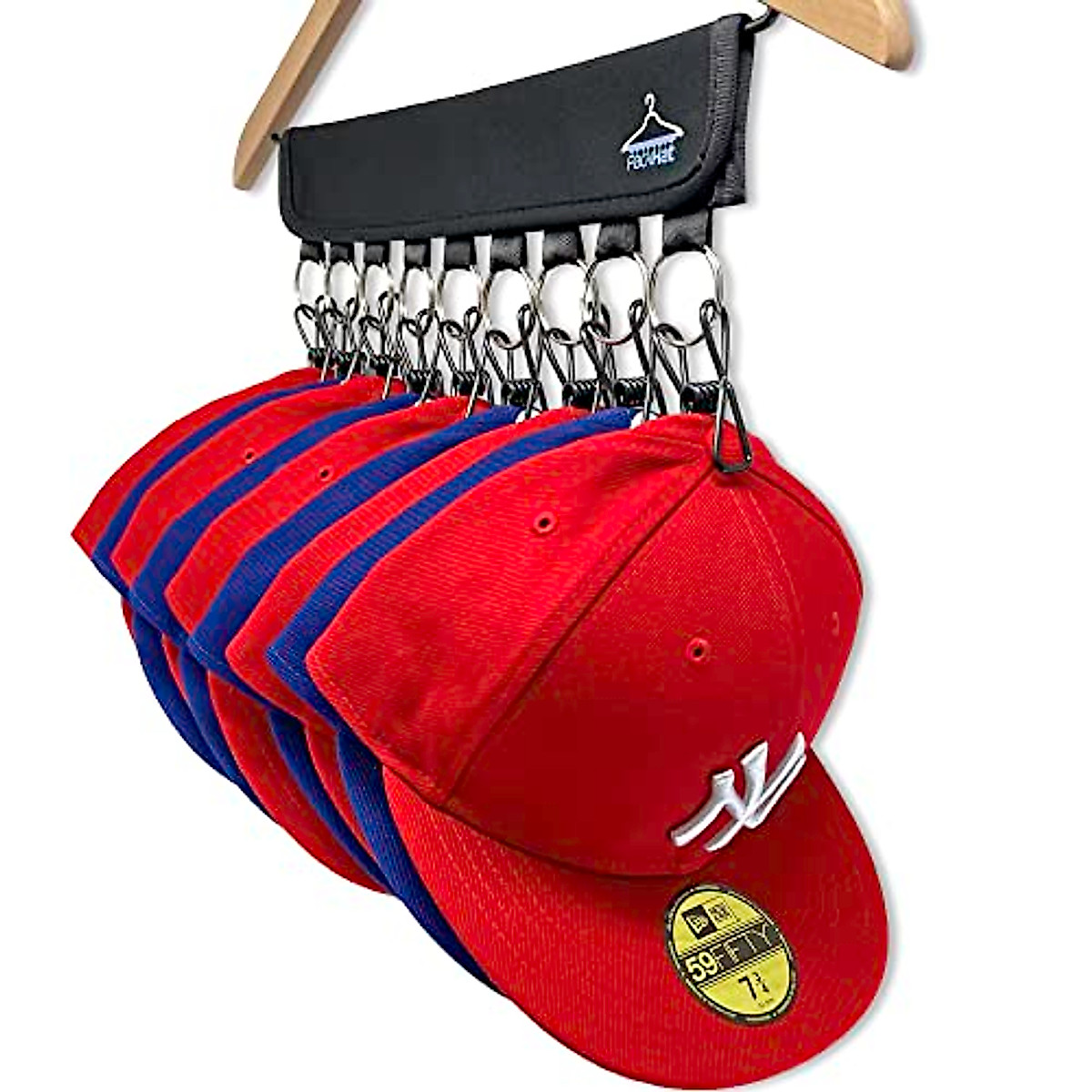 PackHatUSA The Original American Patented 18 Hat Organizer and Hat Rack for Your Closet - Transform Clothing Hangers into Hat Racks for Baseball Caps - Make Hat Storage Easy - Universal Fit Hat Holder