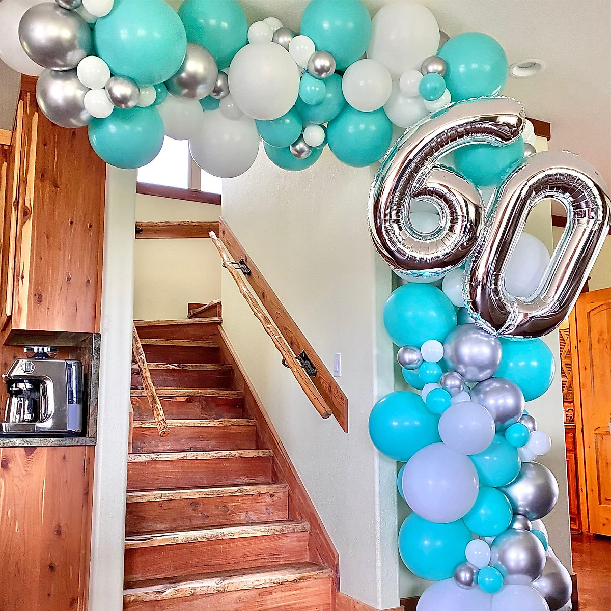 Teal Blue Silver White Balloons, 50Pcs Teal and Silver Balloons Turquoise Blue White Silver Confetti Latex Balloons for Wedding Bridal Baby Shower Birthday Graduation Party Decorations