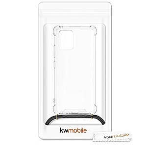kwmobile Crossbody Case Compatible with Samsung Galaxy S10 Lite Case - Clear TPU Phone Cover w/Lanyard Cord Strap - Black/Transparent