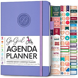 GoGirl Planner Agenda – Colorful Undated Monthly & Weekly Organizer for Women, Journal for Time Management & Productivity (Lavender)