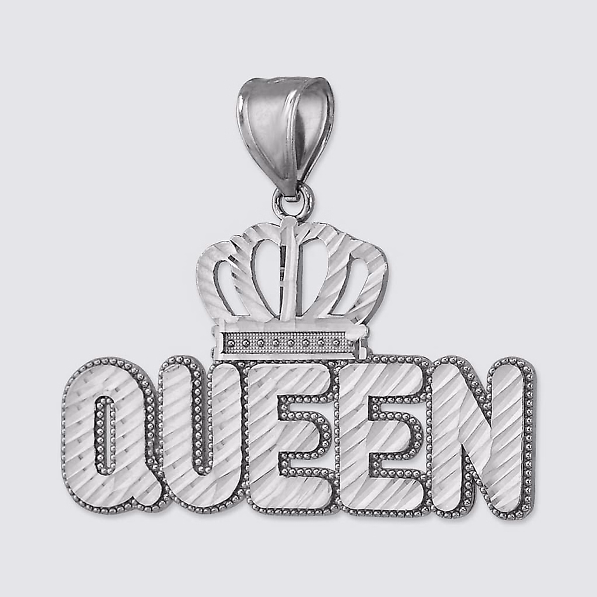 LA BLINGZ Queen Crown DC Sterling Silver Hip-Hop Pendant