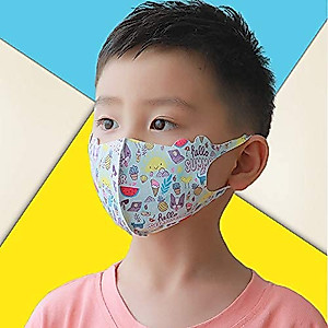Kids Children Animals Cartoon Face Mask, Washable Face Shield Cover, Anti-Dust, Reusable 5Pcs