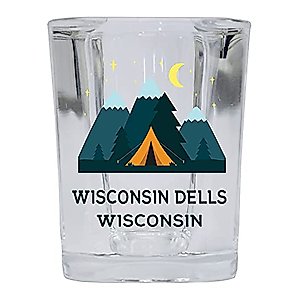 R and R Imports Wisconsin Dells Wisconsin 2 Ounce Square Base Liquor Shot Glass Tent Design