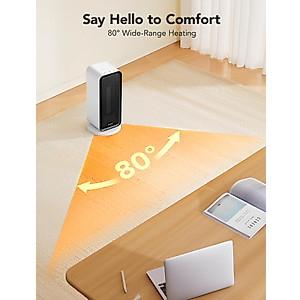 GoveeLife Space Heater for Indoor Use, Electric Heater with Thermostat, 80°Oscillating, 1500W Fast Portable Heating, 24H Timer, Smart Ceramic Heater with App & Voice Remote, Home/Bedroom/Office, White