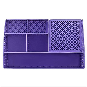 Annova Mesh Desk Organizer Office with 7 Compartments + Drawer/Desk Tidy Candy/Pen Holder/Multifunctional Organizer - Purple