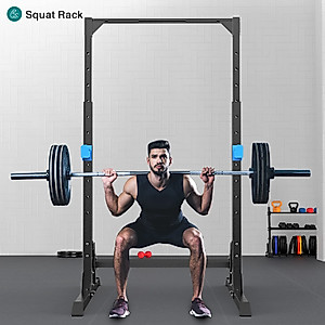 ULTRA FUEGO Adjustable Squat Rack Power Cage with Pull up Bar, Power Rack Weight Lifting Home Gym Power Zone J-Hooks W/Rubber Padding (SQAUT Rack)