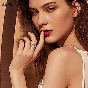 Dreamtimes Swirl Geometric Ring Spiral Swirl Ring Braided Wrap Style Women Stainless Steel Exaggerated Adjustable Thumb Open Ring Fashion Jewelry Gift for Wife Girlfriend