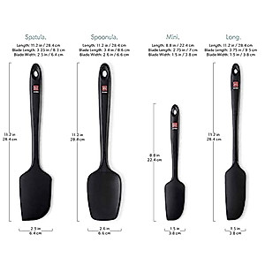 DI ORO Silicone Spatula Set - Rubber Kitchen Spatulas for Baking, Cooking, & Mixing - 600°F Heat-Resistant & BPA Free Silicone Scraper Spatulas for Nonstick Cookware - Dishwasher Safe (4pc, Black)