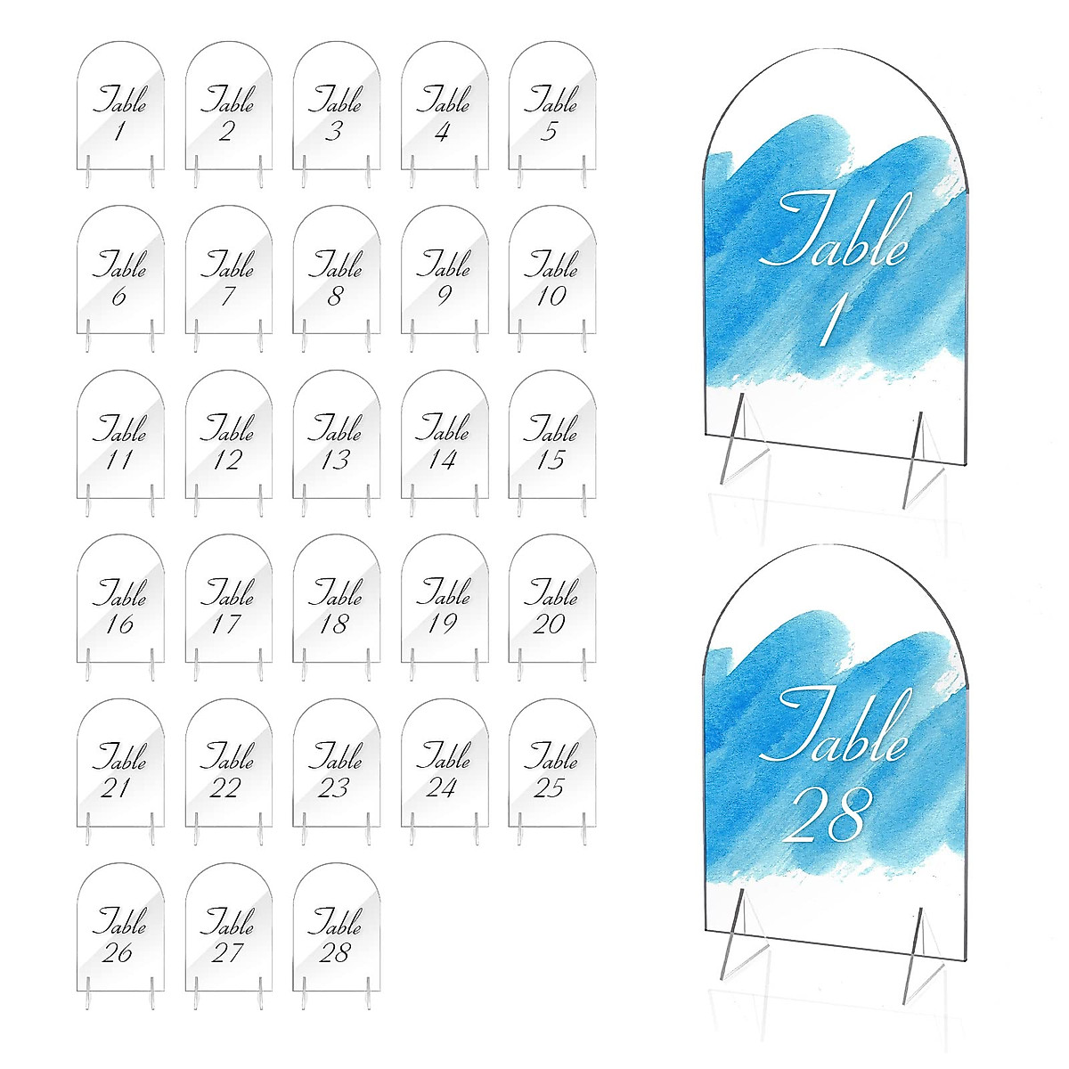 Wedding Table Numbers, MIUYFcai 28 pcs Acrylic Table Numbers for Wedding 4x6 Inch, Sign and Holder, Perfect for Wedding, Reception, Centerpiece Decoration, Event, Party