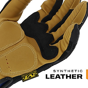 Mechanix Wear: Material4X M-Pact Synthetic Leather Work Gloves, Safety Gloves with Impact Protection and Vibration Absorption, Abrasion Resistance, Work Gloves for Men (Brown, X-Large)