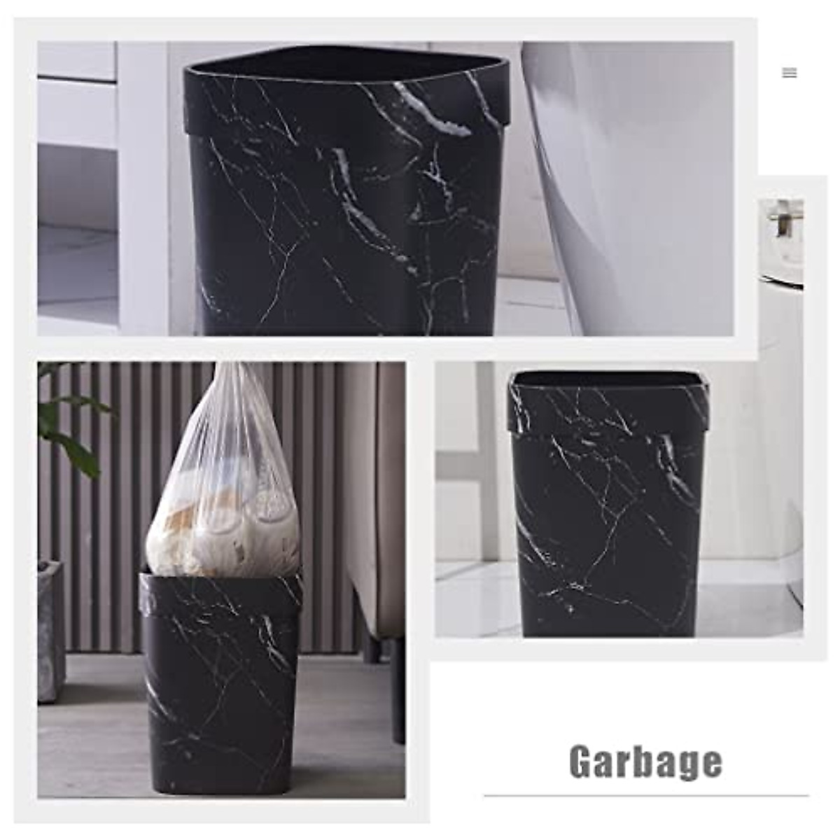 CCBUY Uncovered Trash Can Creative Marble Garbage Can Paper Waste Basket Dustbin Pen Pencil Desktop Storage Organizer for Home Kitchen Bathroom Office