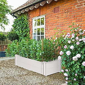 Arlopu 45.3'' X 22.4'' X 13'' Raised Garden Bed, Outdoor Vinyl Plant Box, PVC Above Ground Planter Kit, HDPE Raised Bed, Easy DIY Assembly, for Vegetables, Flowers, Herbs, Fruits, Succulents, White