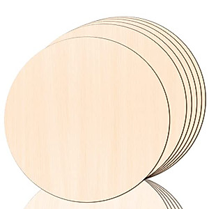 JOICEE 6PACK Wood Circles for Crafts，14 Inch Unfinished Wood Rounds Discs for Door Hanger Sign Blank, DIY Wooden Discs for Crafts Painting and Christmas Halloween Decoration