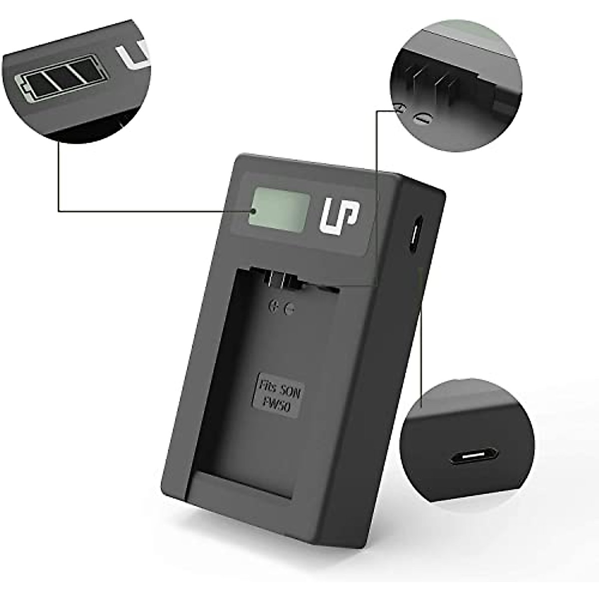 NP-FW50 Battery Charger, LCD Dual Charger Compatible with Sony Alpha A6000, A6400, A6100, A6300, A6500, A5100, A7, A7 II, A7R, A7R II, A7R2, A7S, A7S II, A7S2, A5000, A3000, RX10, NEX-3/5/7 Series