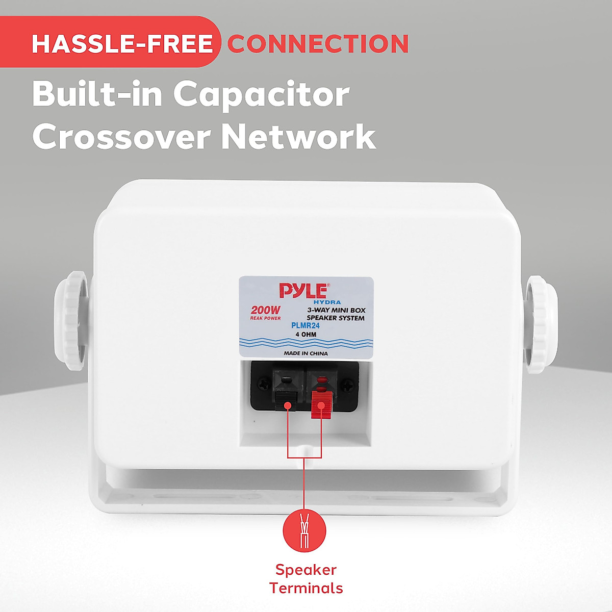 Pyle 3-Way Weatherproof Outdoor Speaker Set - 3.5 Inch 200W Pair of Marine Grade Mount Speakers - in a Heavy Duty ABS Enclosure Grill - Home, Boat, Poolside, Patio, Indoor Outdoor Use -PLMR24 (White)