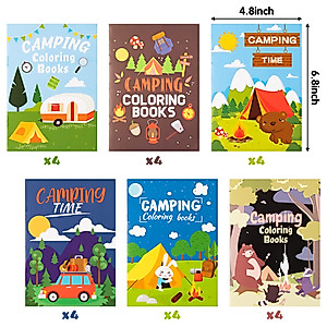 Dvbonike 24Pcs Camping Coloring Books Including Tent Camping Light Forest Bear Rabbit DIY Art Drawing Patterns Summer Birthday Party Favors Gifts Home School Activity Supplies for Kids Boys Girls