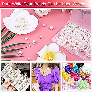 Pearl Beads for Crafts, Cludoo 4mm 6mm 8mm 10mm 12mm Round Pearl Beads Loose Bracelet Pearls White Pearl Beads with Hole for DIY Craft Necklaces Choker Jewelry Repairing Making