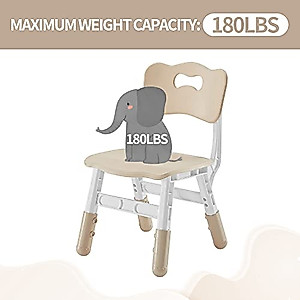 DOREROOM 3 Level Height Adjustable Kids Chair, Durable Chair for Kids Indoor or Outdoor Use for Ages 2-6, Toddler Table Chair for Boys and Girls for Daycare, Classroom, Home, Burlywood
