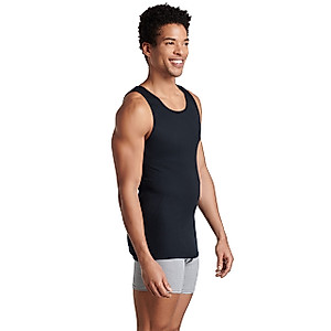 Fruit of the Loom Men's Sleeveless Tank A-Shirt, Tag Free & Moisture Wicking, Ribbed Stretch Fabric, 8 Pack-Black/Grey, Small