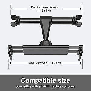 Uniwit Car Headrest Backseat Mount,Phone/Tablet Car Mount, Adjustable Devices Holder for 4-11 inch Tabltes/Phones,Compatible for iPhone 14 13 12 11 Pro Max,Samsung Galaxy S22,S21,iPad Air,Samsung Tabs
