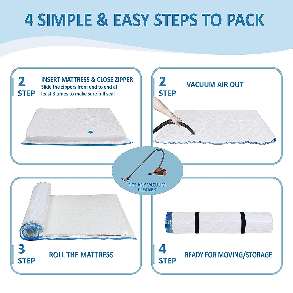 Crib Mattress Vacuum Bag, Protect & Compress Crib Mattress by 80%,Heavy Duty Zippered Crib Mattress Storage Bag for Moving Crib & Crib Storage, Infant Mattress Storage Bag