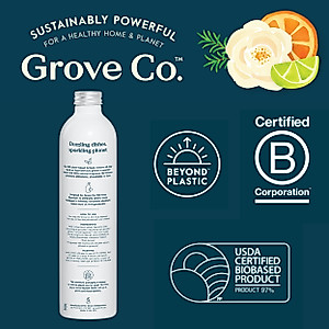 Grove Co. Ultimate Dish Soap Refills (3 x 16 Fl Oz) Removes 48-hr Stuck-on Food and Grease, Plastic Free Cleaning Products, 100% Natural Lavender Blossom & Thyme Fragrance