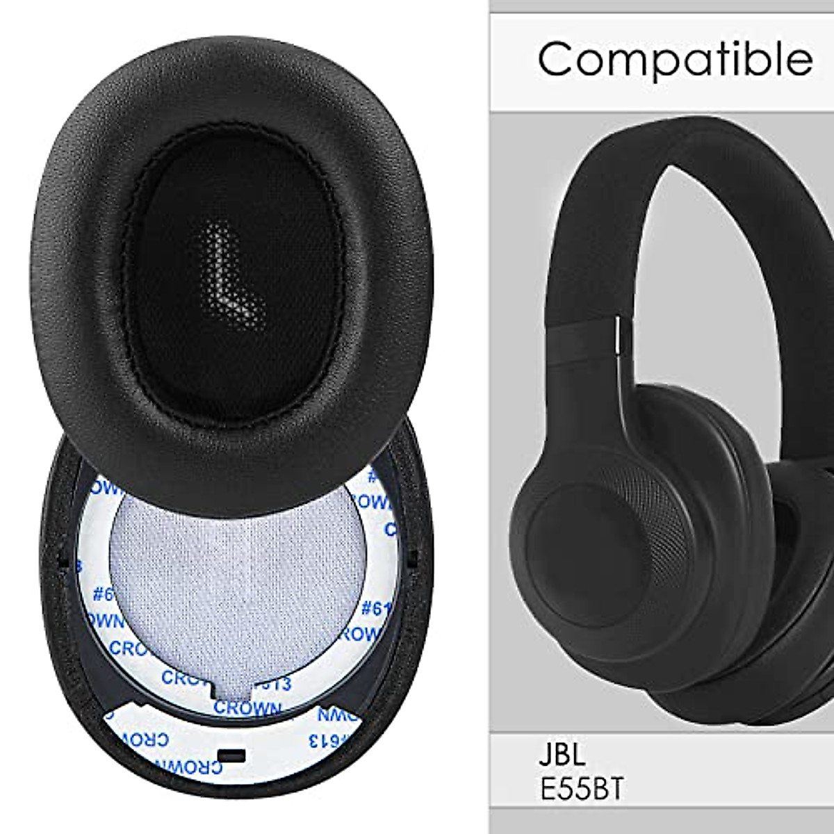 Ear Pads for JBL E55BT Headphones Replacement Ear Cushions, Ear Covers, Headset Earpads (Protein Leather/Black)