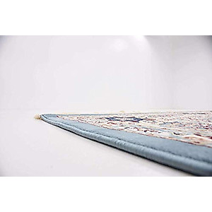 Unique Loom Narenj Collection Classic Traditional Textured Medallion Pattern Design Area Rug, 8 ft x 10 ft, Blue/Tan