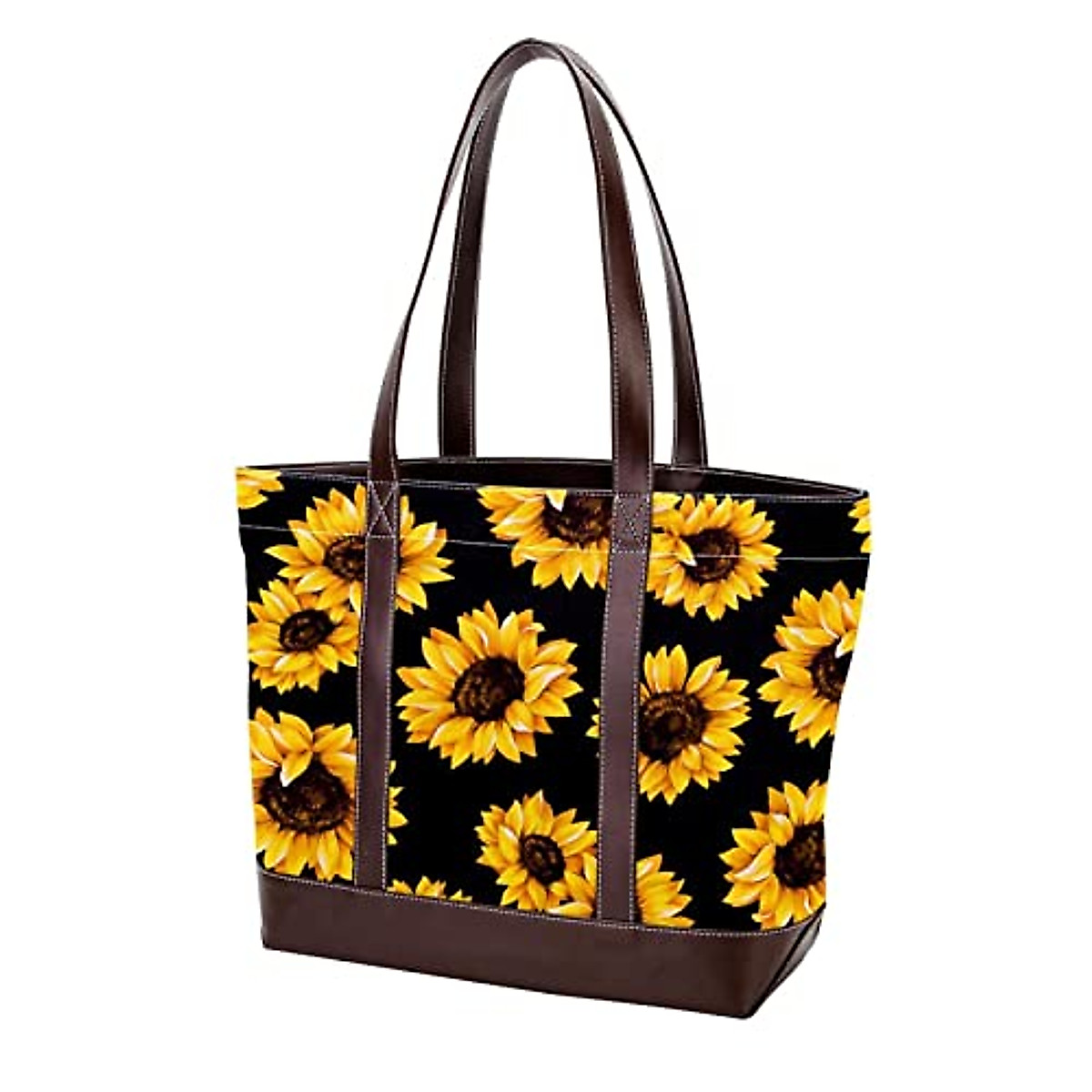 Sunflower Black Pattern Tote Bags Large Leather canvas Purses and Handbags for Women Top Handle Shoulder Satchel Hobo Bags