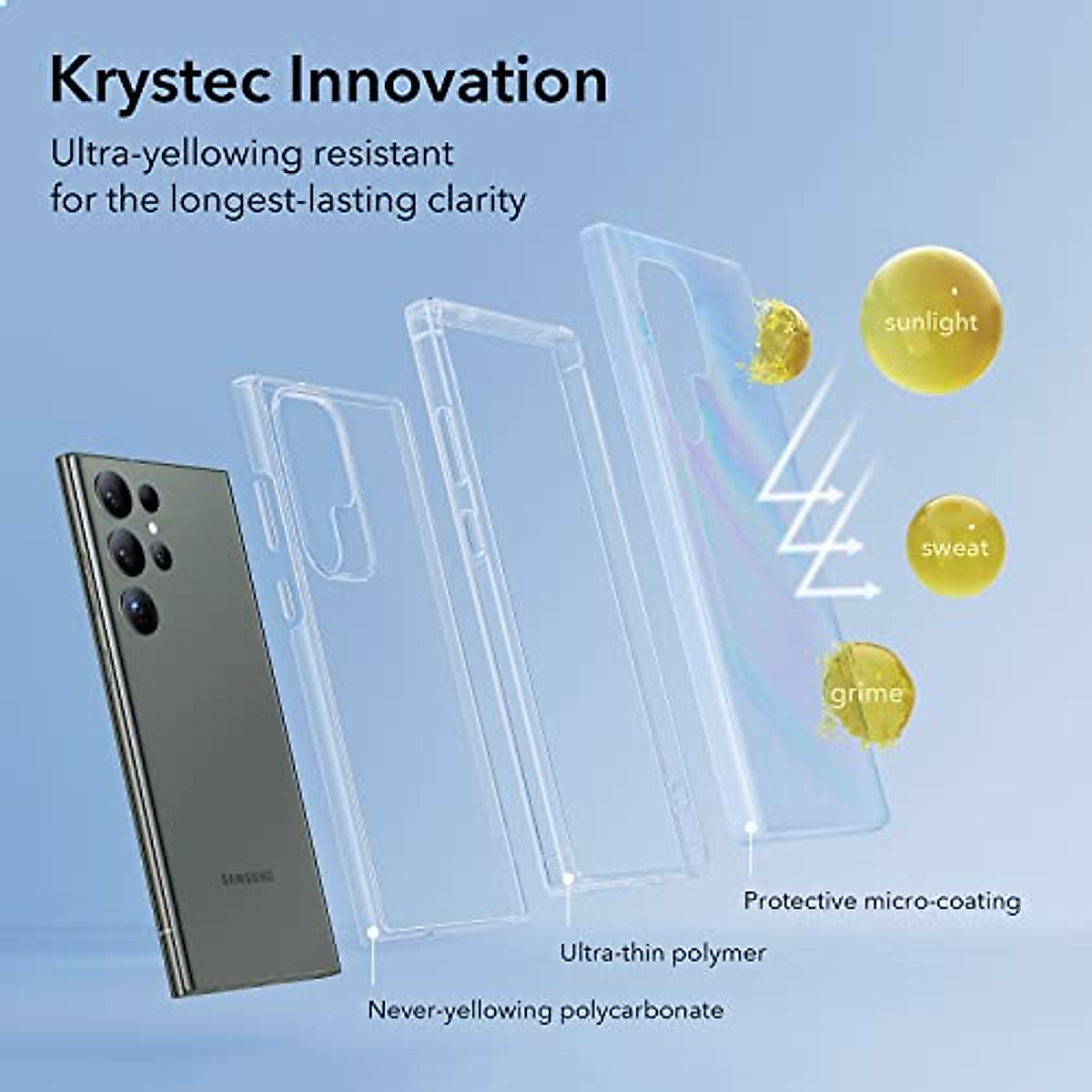 ESR for Samsung Galaxy S23 Ultra Case, S23 Ultra Phone Krystal Clear Case, Ultra-Yellowing Resistant, Military-Grade Drop Protection, Case for Samsung S23 Ultra, Transparent Slim Phone Cover, Clear
