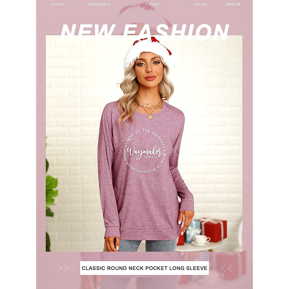 FEMLE Christian Waymaker Sweatshirt Light in Darkess Long Sleeve Crewneck Miracle Worker Tops for Women