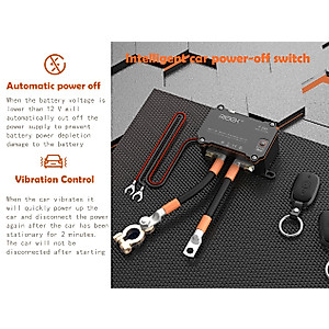 RIEIEK Car Remote Battery Kill Switch with Vibration Control, Low Voltage Auto Cutoff 12V-24V Universal Disconnect Switch