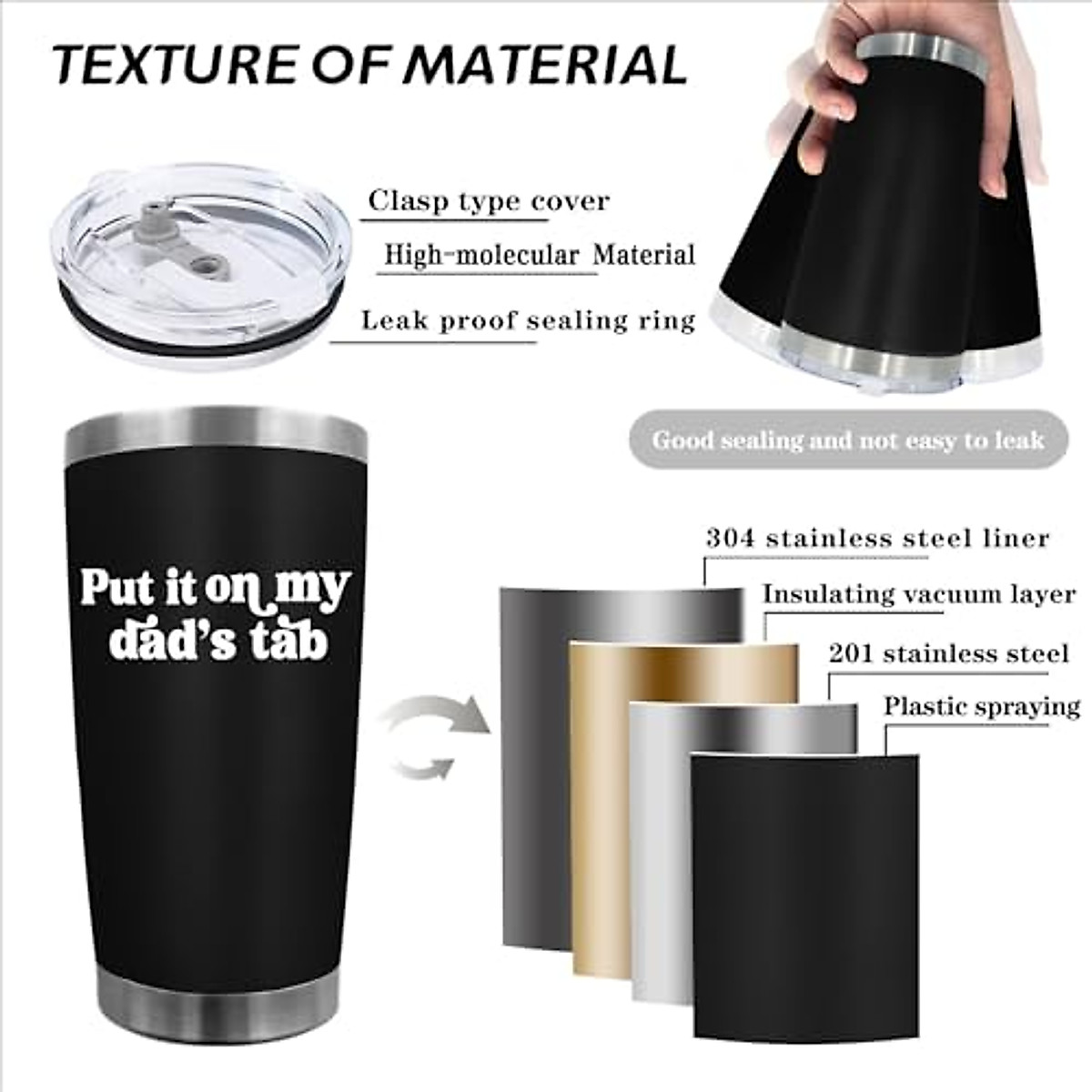 liabiliies Coffee Tumbler 20 oz put it on my dads tab Tumbler with Lid and Straw Insulated Tumblers Stainless Steel Tumbler Funny Gifts for Women
