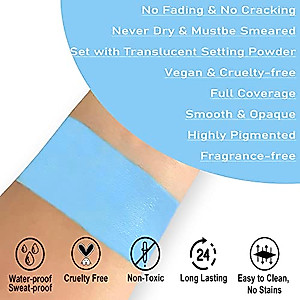CCBeauty Light Blue Face Body Paint Stick, Blue Eye Black Sticks for Sports, Grease FacePaint Makeup, Hypoallergenic Foundation Avatar Sally Corpse Bride Halloween Cosplay Costume Makeup Parties