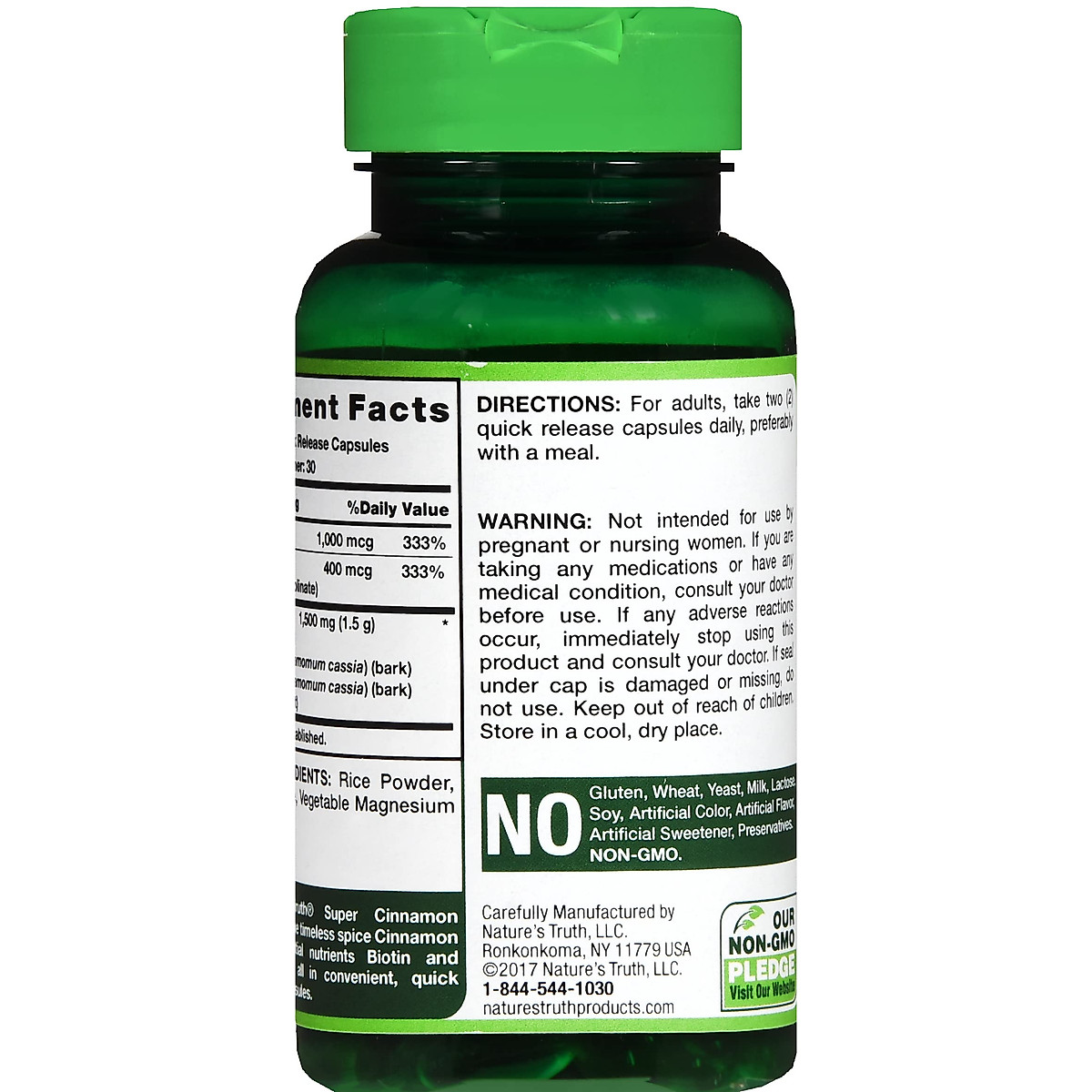 Nature's Truth Super Cinnamon Plus Biotin & Chromium Quick Release Capsules - 60 ct, Pack of 2