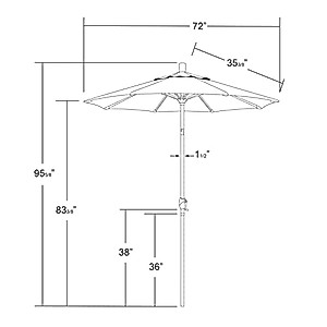 California Umbrella 6' Round Aluminum Market Umbrella, Crank Lift, Push Button Tilt, Bronze Pole, Sunbrella Antique Beige