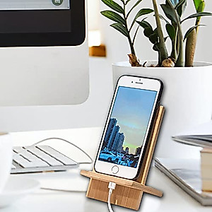 LIFATION Bamboo Phone Stand with Charging Hole Detachable Portable Wood Mobile Phone Holder