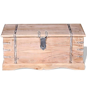 GOLINPEILO Wooden Coffee Table with Two Side Handles, Solid Wood Blanket Storage Chests and Trunks for Bedroom,Hope Treasure Storage Chest Box Home Organizer, 23.6"x23.6"x17.7"