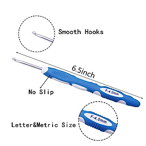 Ergonomic Crochet Hooks with Roll Felt Bag, Crochet Hooks Set for Arthritic Hands, Size from B to J