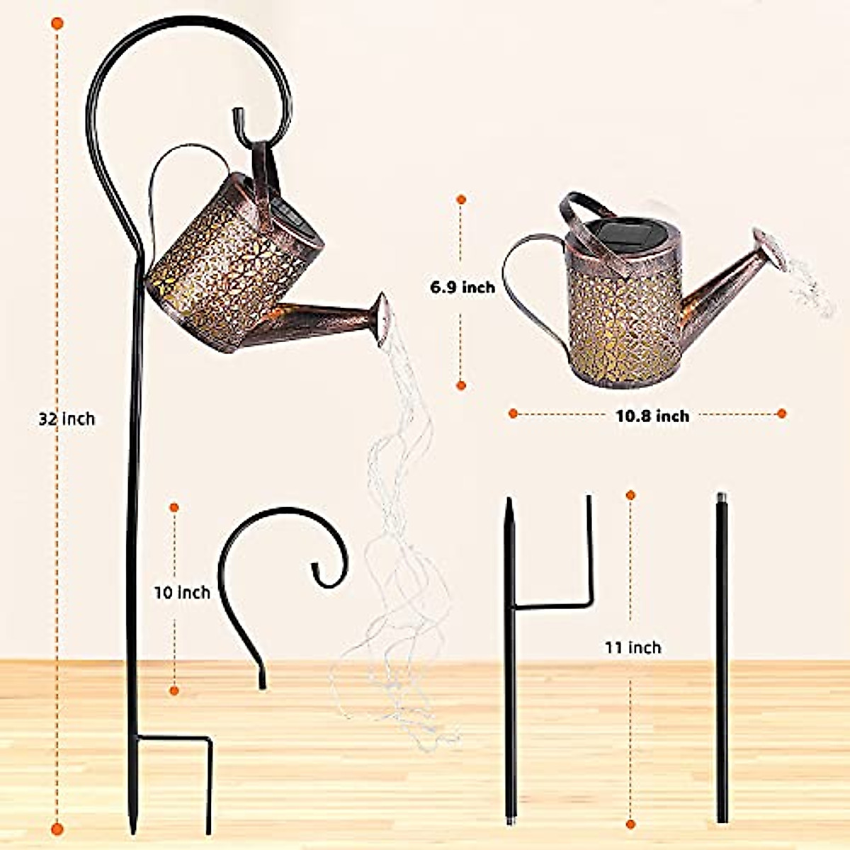 IERKEIE Solar Garden LED Light, Hollow Watering Can Lights Outdoor Decoration, Garden Stake Light for Pathway Yard Lawn Patio Landscape Decor