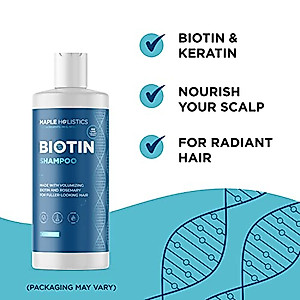 Biotin Hair Shampoo for Thinning Hair - Volumizing Biotin Shampoo for Men and Womens Dry Damaged Hair - Sulfate Free Shampoo with Biotin and Moisturizing Essential Oils over 95% Natural Derived