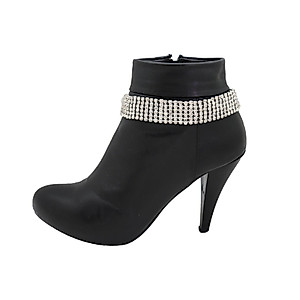 TrendyFashionJewelry Women Silver Metal Rhinestone Mesh Boot Chain Bracelet