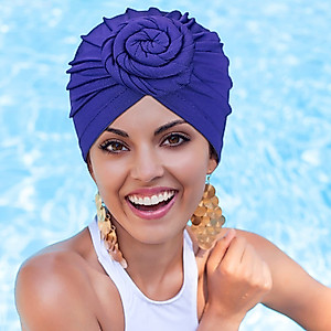 Jeyiour 18 Pcs Women Turban African Pre Tied Bonnet Hairwrap Flower Knot Bonnet Beanie Cap Turban Head Wraps Headband Hat (Novel Colors)