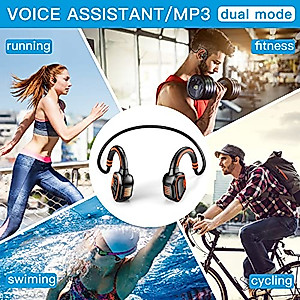 AOSMAN Swimming Headphones Underwater Waterproof Bone Conduction Bluetooth Headphones -Bluetooth 5.1 IP68 Waterproof with MP3 Play 16G Memory,Open Ear Wireless Sports Ultralight Headset (Orange)