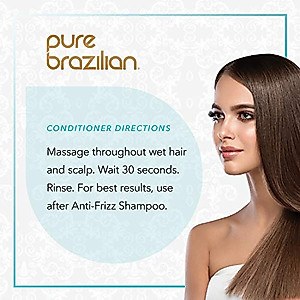 PURE BRAZILIAN Anti Frizz Daily Shampoo & Conditioner - Salt-Free & Color Safe Shampoo & Conditioner Enriched With Keratin, Argan Oil, and Acai (13.5 Ounce / 400 Milliliter)