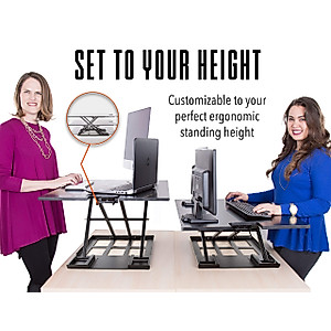 Stand Steady X-Elite Pro XL, Ergonomic Adjustable Height Standing Desk Converter, Extra Large Sit to Stand Laptop Desk Riser, Easily Fits 2 Computer Monitors (Black, 36 x 16)