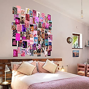 pwlsmomo Wall Collage Kit pink Aesthetic Trendy Photo Collage Kit, Dorm Room Decor 70 Pcs 4x6 Inch